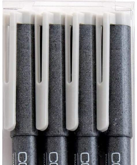 Copic Markers Multiliner Gray Pigment Based Ink, 4-Piece Set