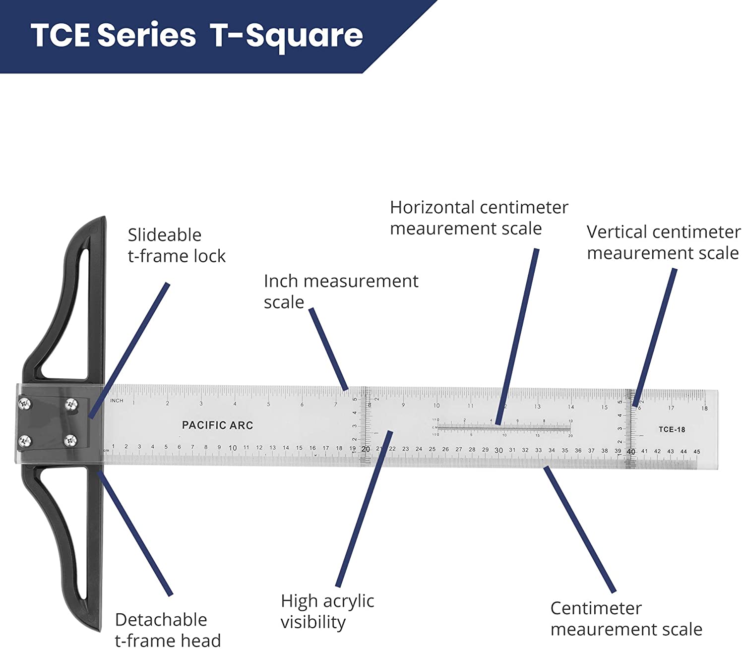 Pacific Arc Clear Acrylic T-Squares