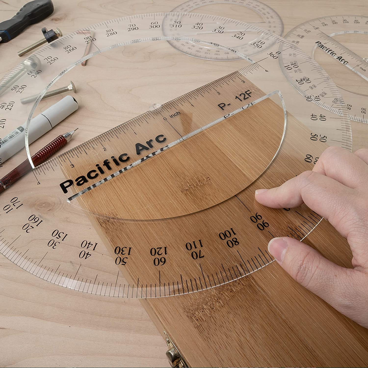 Pacific Arc 360 Degree Plastic Circular Clear Acrylic Protractors